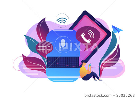 Hands-free phone calling concept vector... - Stock Illustration ...