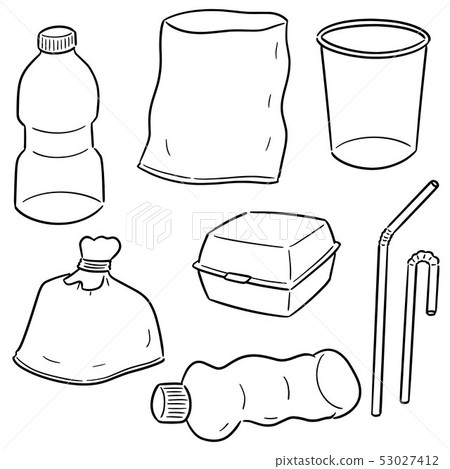 vector set of plastic object and foam box - Stock Illustration ...