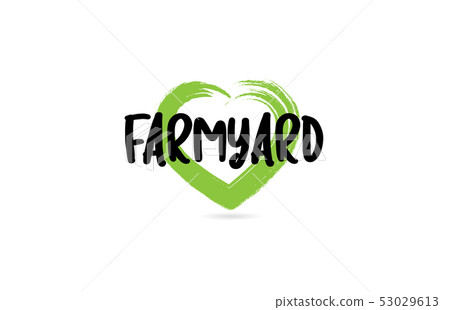 farmyard text word with green love heart shape - Stock Illustration ...