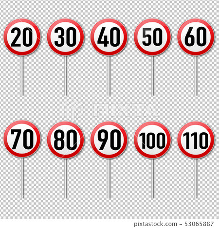 Speed Limit Sign Set isolated Transparent - Stock Illustration ...