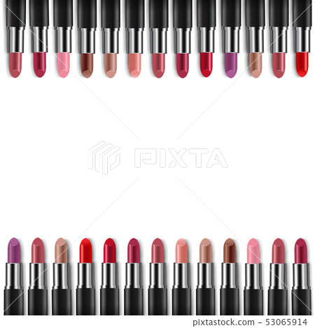 Color Lipsticks Border White Background - Stock Illustration [53065914 ...