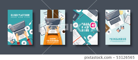 Programming coding flat style covers set.... - Stock Illustration ...