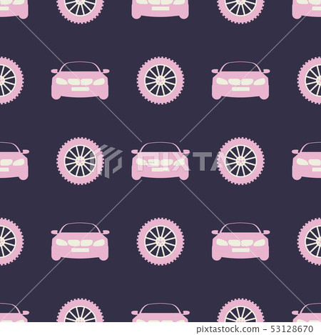 Seamless pattern with cars and wheels - Stock Illustration [53128670 ...