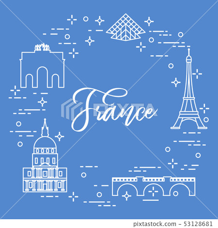 Famous buildings of Paris Symbols and landmarks. - Stock Illustration ...