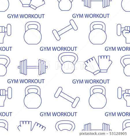 Sports seamless pattern Weightlifting equipment. - Stock Illustration ...