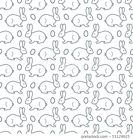 Seamless pattern with Easter Bunny, eggs - Stock Illustration [53129025 ...