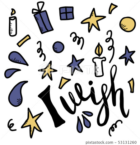 I wish vector lettering with decoration. - Stock Illustration [53131260 ...