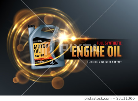 Engine oil canister, synthetic motor oils logo - Stock Illustration ...