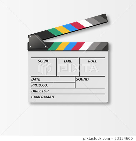 Vector 3d Realistic Opened Movie Film Clap... - Stock Illustration ...