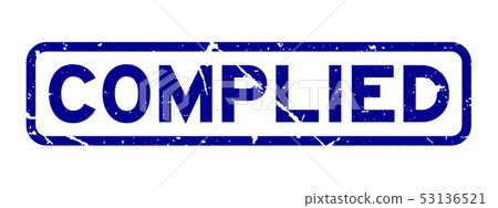 Grunge blue complied word square rubber seal stamp - Stock Illustration ...
