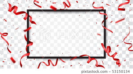 Red ribbon with frame for text - Stock Illustration [53150134] - PIXTA