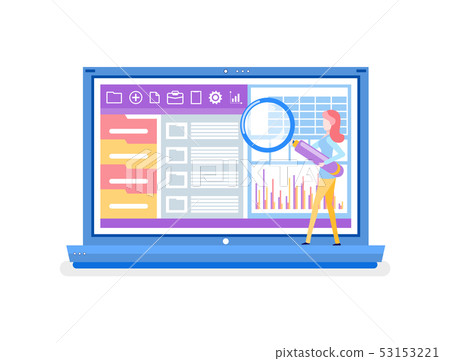 Laptop with Information and Infocharts, Analysis - Stock Illustration ...