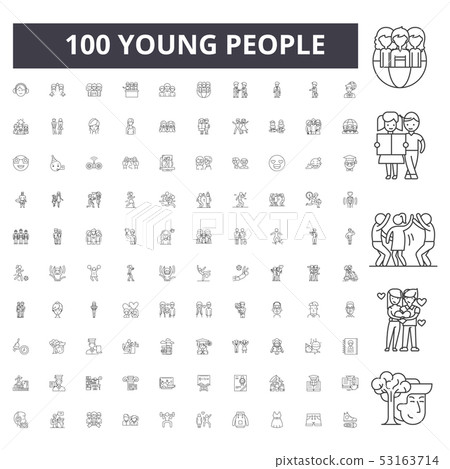Young people line icons, signs, vector set,... - Stock Illustration ...