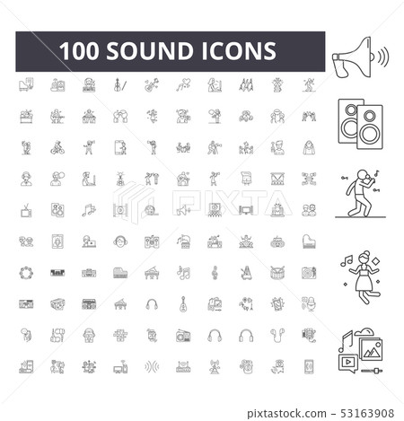 Sound line icons, signs, vector set, outline... - Stock Illustration ...
