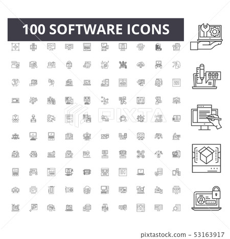 Software line icons, signs, vector set, outline... - Stock Illustration ...