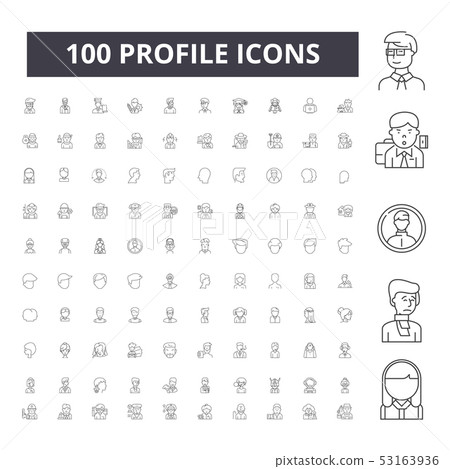 Profile line icons, signs, vector set, outline... - Stock Illustration ...