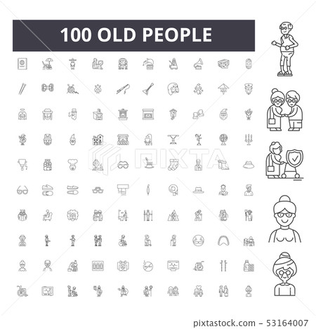 Old people line icons, signs, vector set,... - Stock Illustration ...