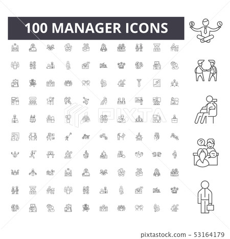 Manager line icons, signs, vector set, outline... - Stock Illustration ...