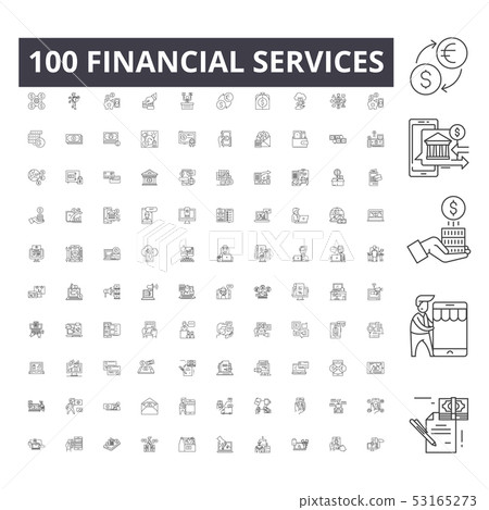 Financial services line icons, signs, vector... - Stock Illustration ...