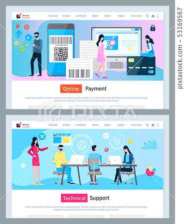 Technical Support and Online Payment Finances Web - Stock Illustration ...