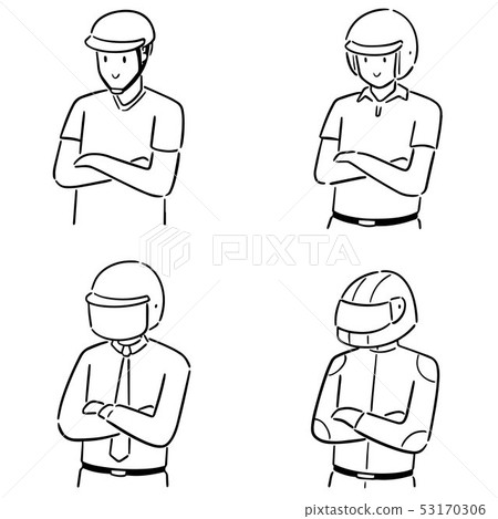 vector set of people wearing helmet - Stock Illustration [53170306] - PIXTA