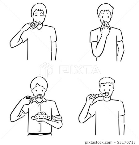 vector set of people eating - Stock Illustration [53170715] - PIXTA