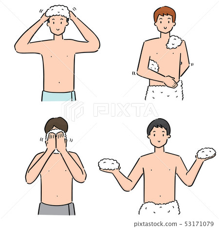 vector set of men bathing - Stock Illustration [53171079] - PIXTA