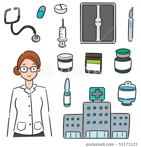 vector set of hospital, hospital equipment and - Stock Illustration ...