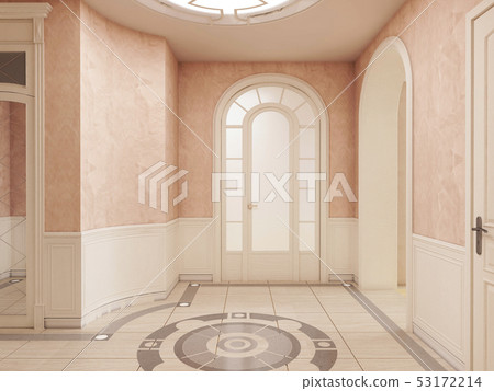 The interior of the lobby is in classical style in - Stock Illustration ...