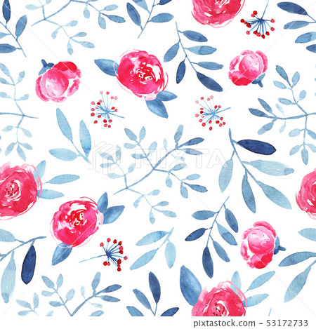 Watercolor rose pattern - Stock Illustration [53172733] - PIXTA
