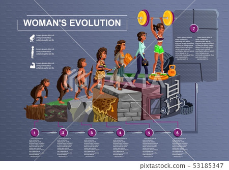 Woman evolution time line vector cartoon - Stock Illustration [53185347 ...