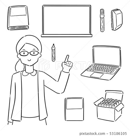 vector set of teacher and teaching equipment - Stock Illustration ...