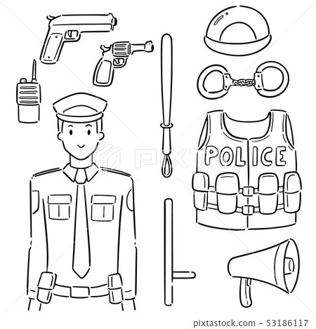 vector set of police and equipment - Stock Illustration [53186117] - PIXTA