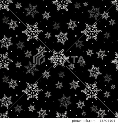 Seamless pattern of snowflakes on a black... - Stock Illustration ...