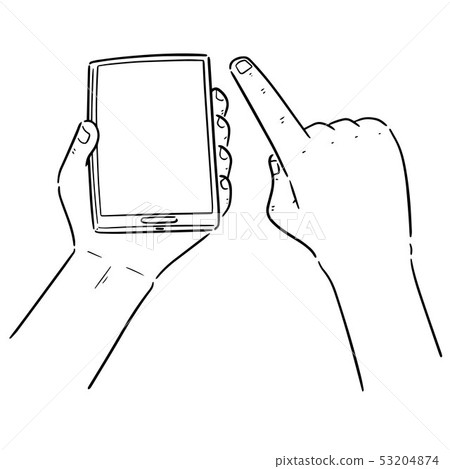 vector set of hand using smartphone - Stock Illustration [53204874] - PIXTA
