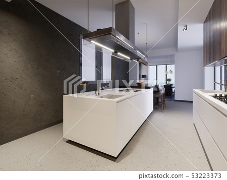 White kitchen island on the background - Stock Illustration [53223373 ...