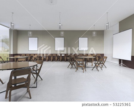modern training room with brown furniture and - Stock Illustration ...