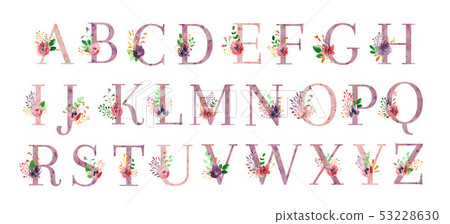 Watercolor monogram set - Stock Illustration [53228630] - PIXTA