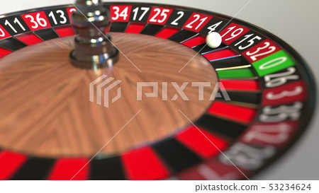 Casino roulette wheel ball hits 19 nineteen... - Stock Illustration ...