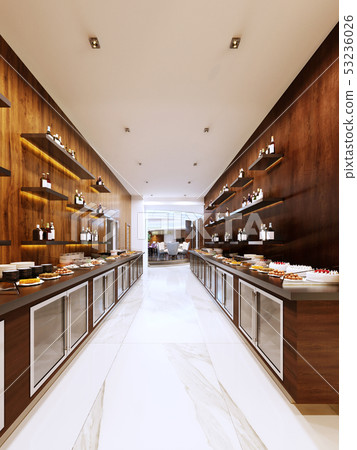 Buffet modern restaurant in contemporary style. - Stock Illustration ...