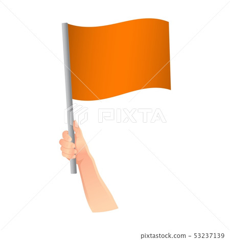 orange flag in hand icon - Stock Illustration [53237139] - PIXTA