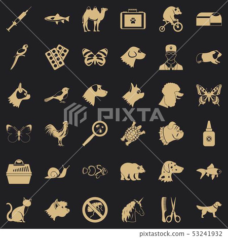 Animal medicine icons set, simple style - Stock Illustration [53241932 ...