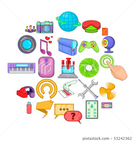 Computer application icons set, cartoon style - Stock Illustration ...