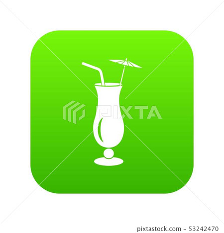 Alcoholic cocktail icon green vector - Stock Illustration [53242470 ...