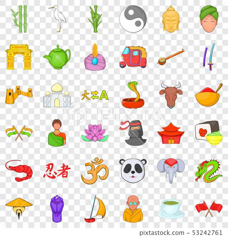 China and asia icons set, cartoon style - Stock Illustration [53242761 ...