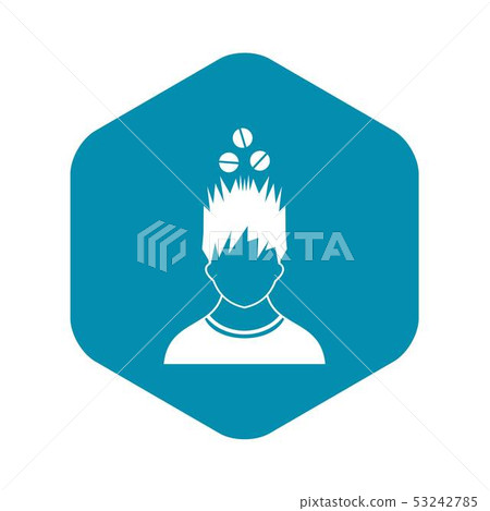 Man with tablets over head icon, simple style - Stock Illustration ...