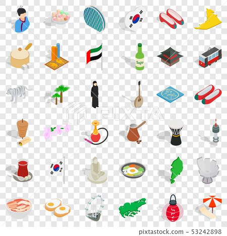 Asian country icons set, isometric style - Stock Illustration [53242898 ...