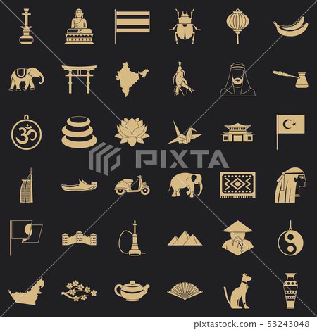 Asian people icons set, simple style - Stock Illustration [53243048 ...