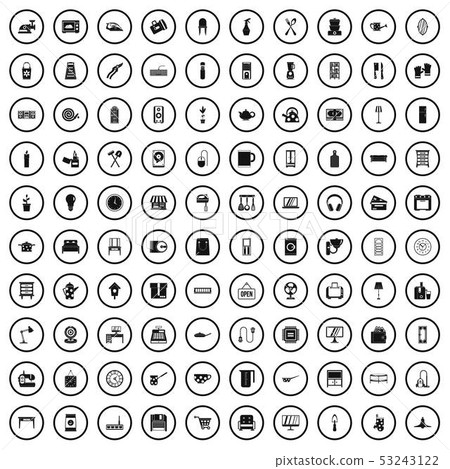 100 household products icons set, simple style - Stock Illustration ...