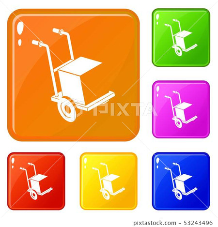 Delivery box cart icons set vector color - Stock Illustration [53243496 ...